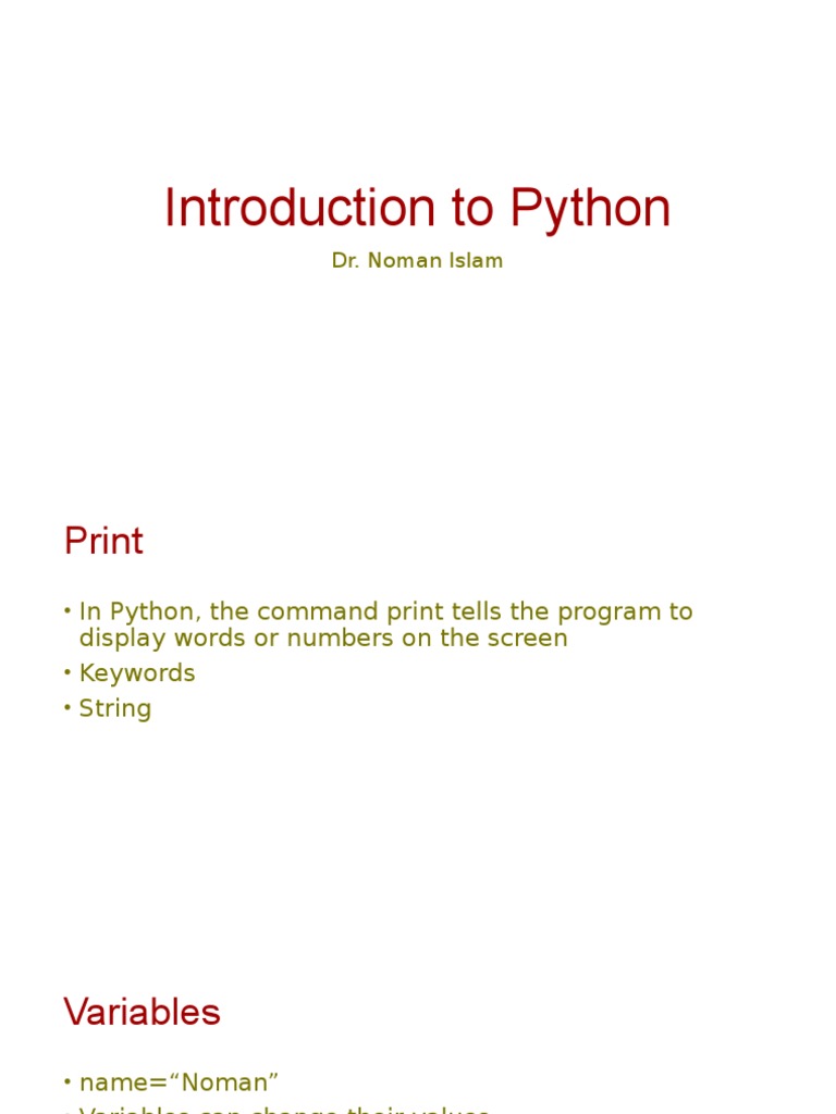 Introduction To Python | PDF | Parameter (Computer Programming ...