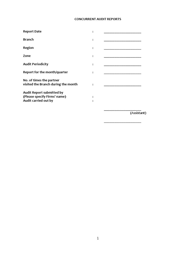 Bank Concurrent Audit Report Format | PDF | Financial Transaction ...