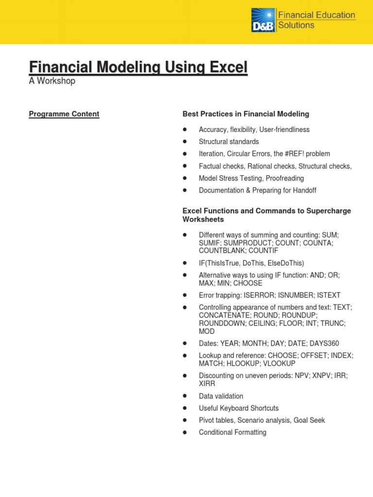 Financial Modeling Using Excel PDF | PDF | Microsoft Excel | Information Technology Management