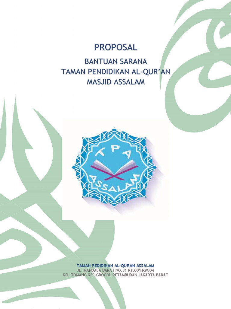 PROPOSAL SARANA TPA ASSALAM Final2 PDF | PDF | Perjalanan | Kesehatan Holistik