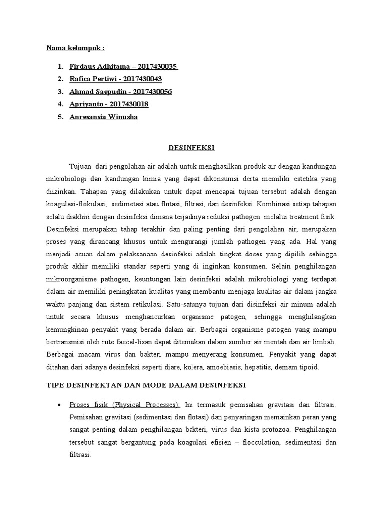 DESINFEKSI AIR | PDF