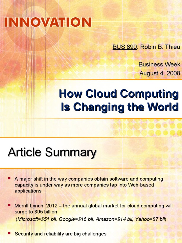 How Cloud Computing Is Changing The World | PDF | Cloud Computing | Application Software