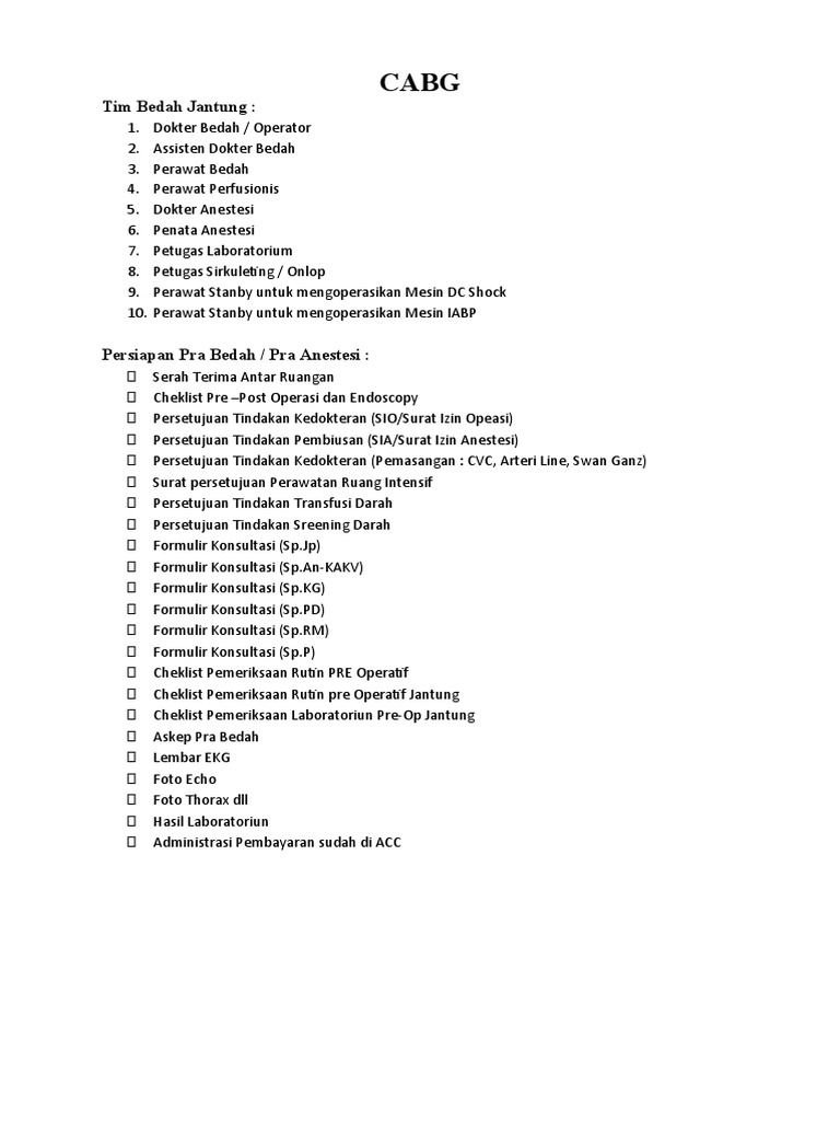 Cabg List | PDF