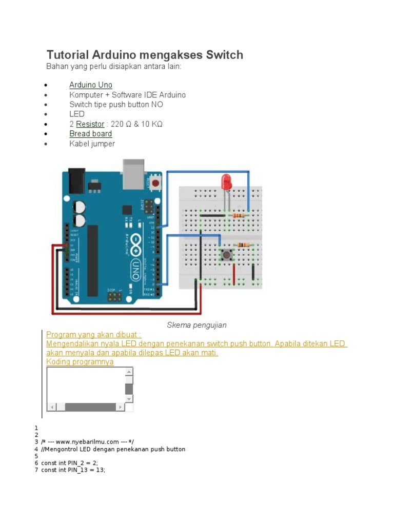 Tutorial Arduino Mengakses Switch | PDF