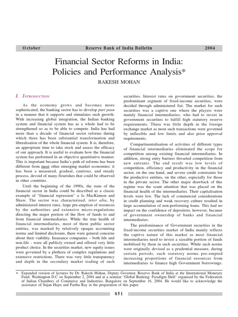 Financial Sector Reforms in India PDF | PDF | Foreign Exchange Market ...