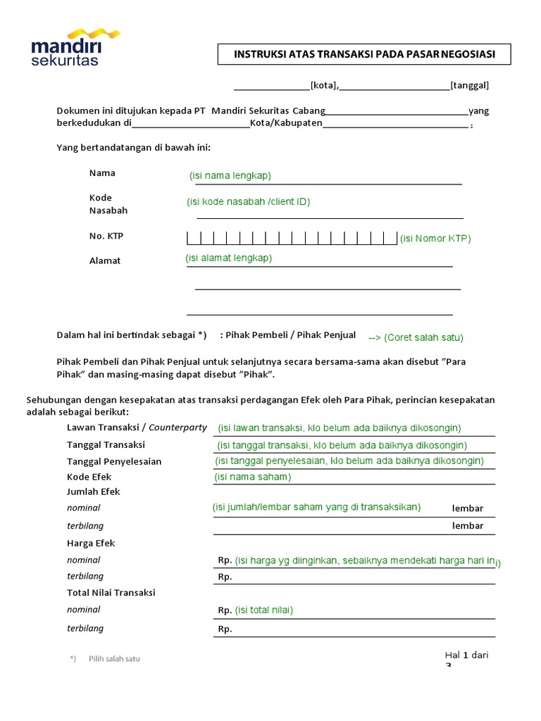 Petunjuk Pengisian Form Negosiasi | PDF