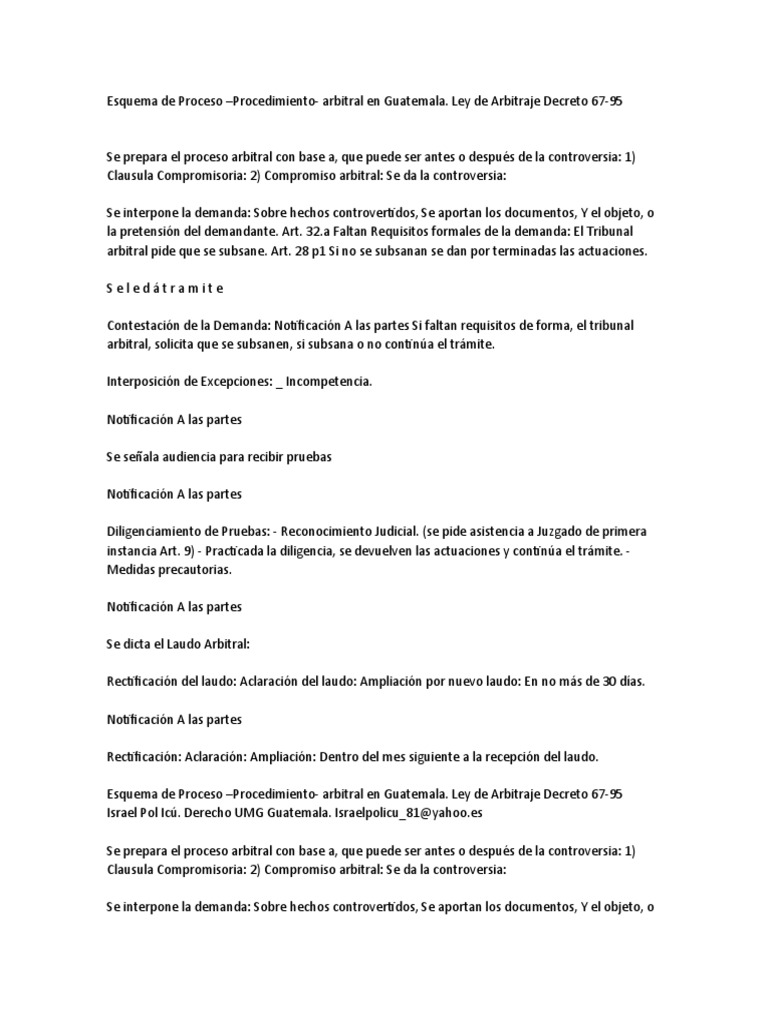 Esquema Proceso Arbitral | PDF | Arbitraje | Demanda judicial