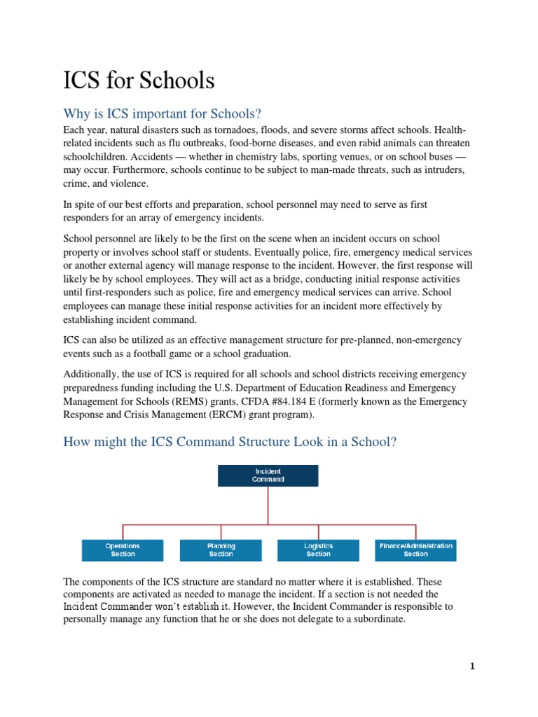 Why Is ICS Important For Schools? | PDF | Incident Command System ...