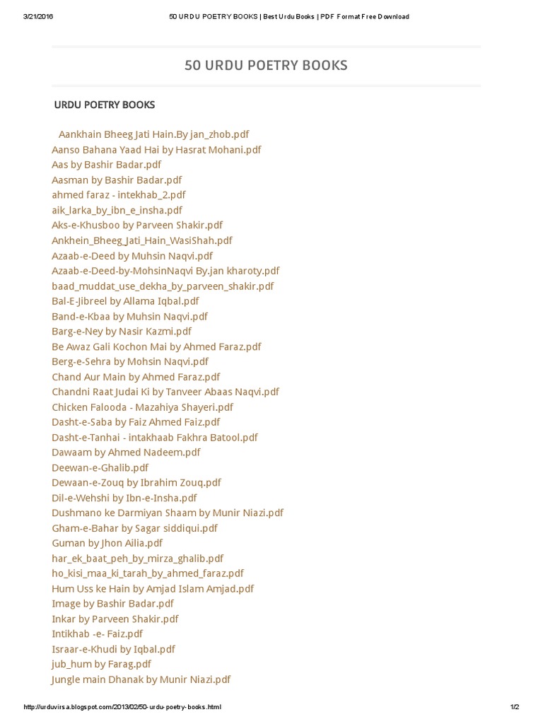 50 Best Urdu Poetry Books PDF | PDF | Poetry | Pakistan