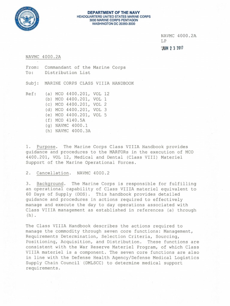 Marine Corps Class VIIIA Handbook | PDF | United States Marine Corps ...