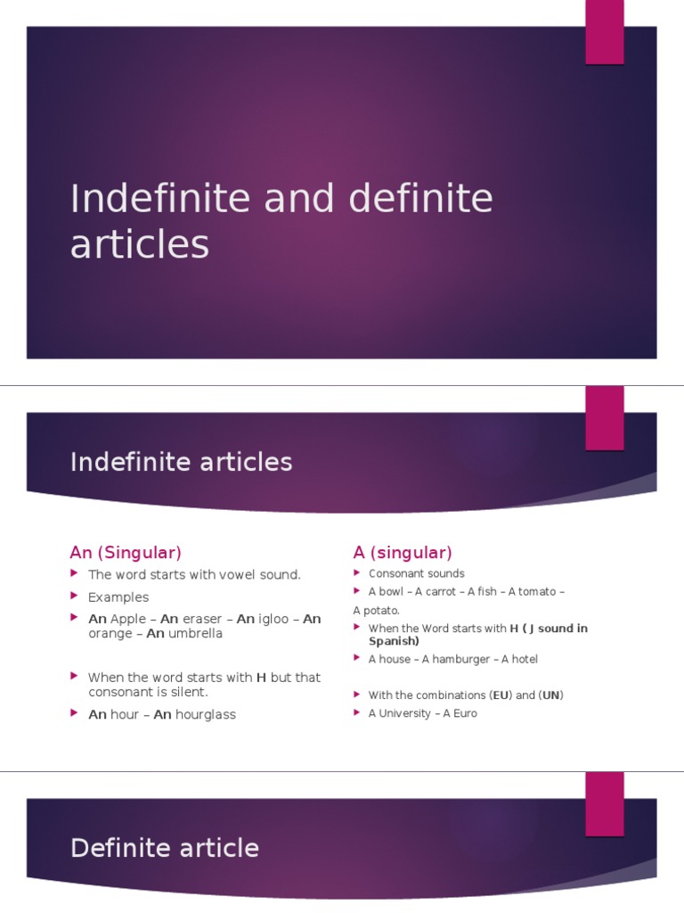 Indefinite and Definite Article | PDF