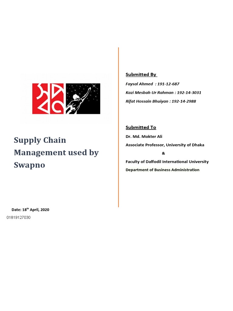 Supply Chain Management Used by Swapno - Docx Final Report | PDF ...