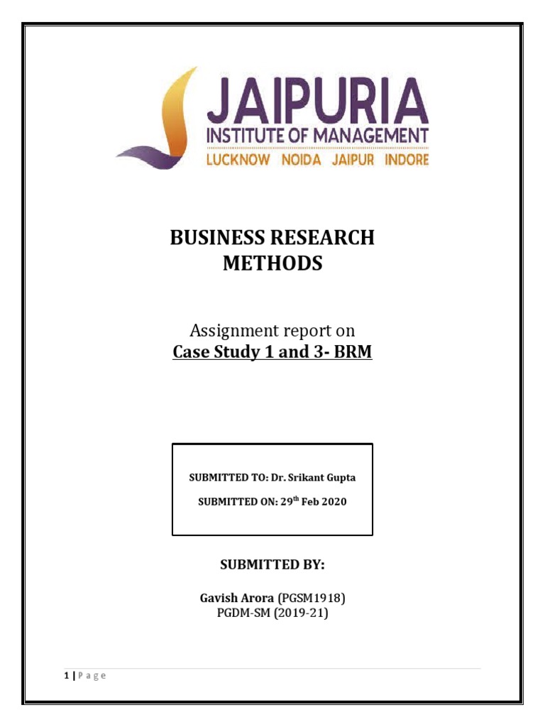 BRM CASE STUDY REPORT | PDF | Research Design | Brand