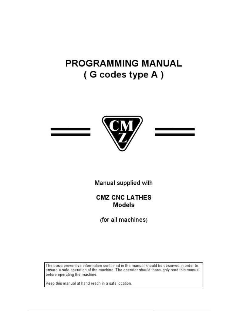 CMZ Programming Manual | PDF | Machining | Cartesian Coordinate System