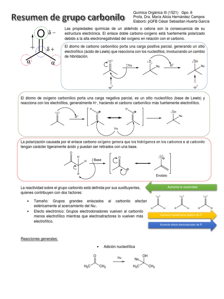 Resumen de Grupo Carbonilo | PDF | Moléculas | Química