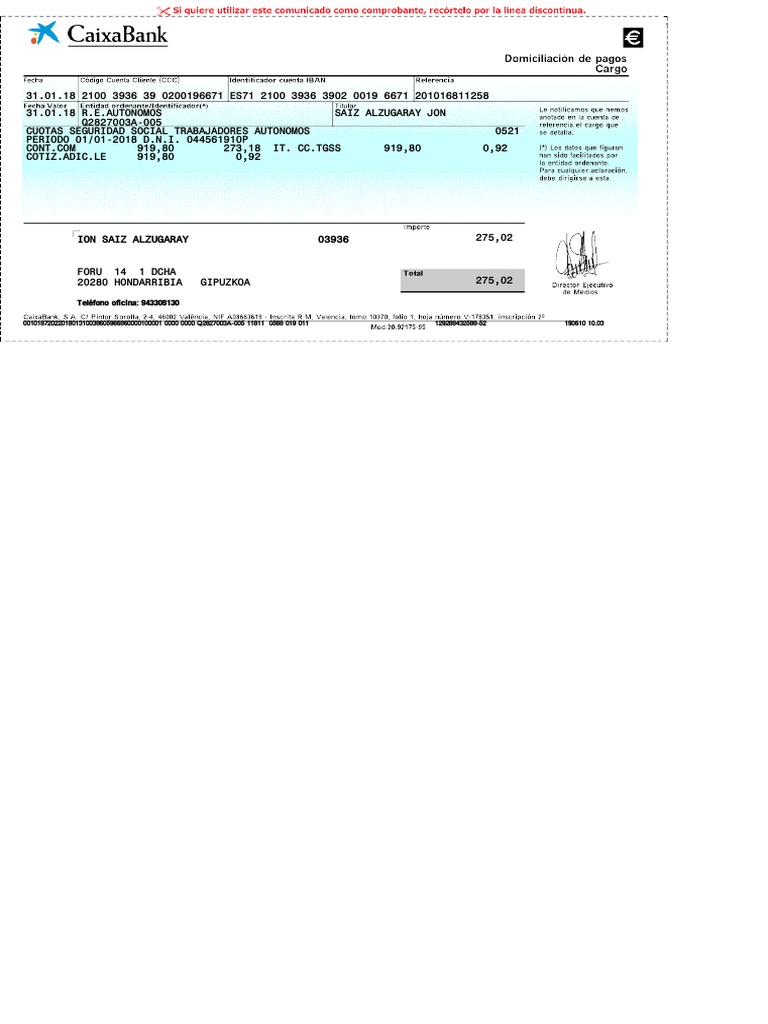 Teléfono Oficina: 943306130 00100001 0000 0000 Q2827003A-005 11811 0568 ...