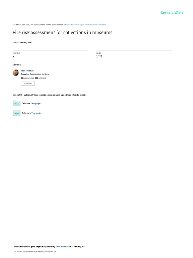 Fire Risk Assessment For Collections in Museums PDF | PDF | Fires ...