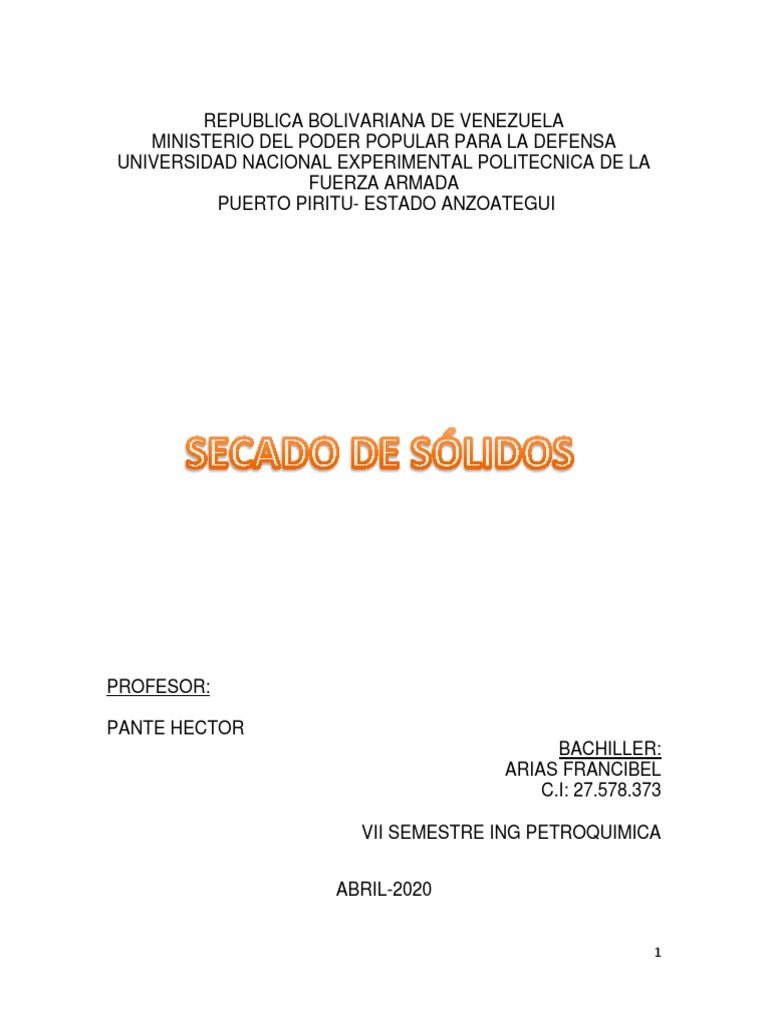 Secado de Solidos Original PDF | PDF | Humedad | Agua