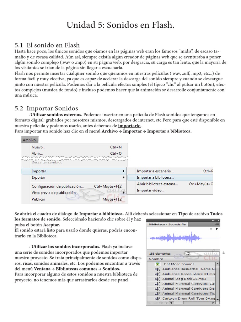 Sonidos en Flash | PDF | Sonido | Altoparlante