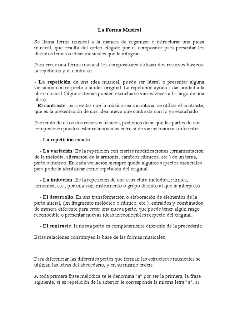 La Forma Musical | PDF | Variación (música) | Composiciones Musicales