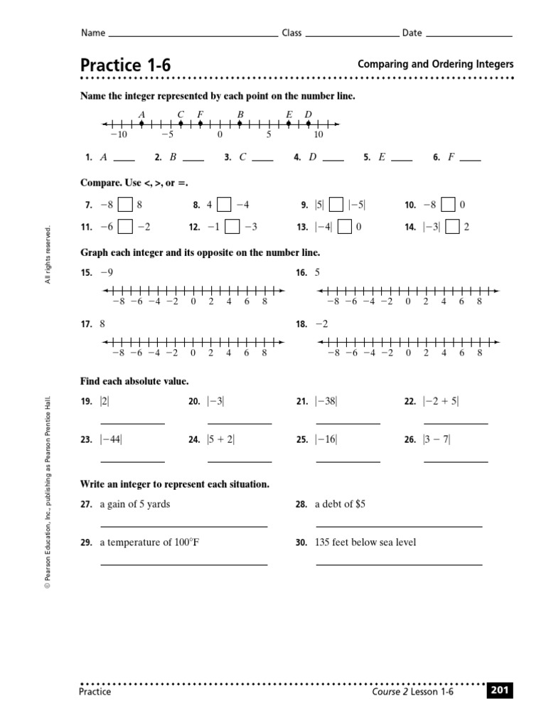 1 - 6 Comparing & Ordering Integers | PDF | Teaching Mathematics | Nature