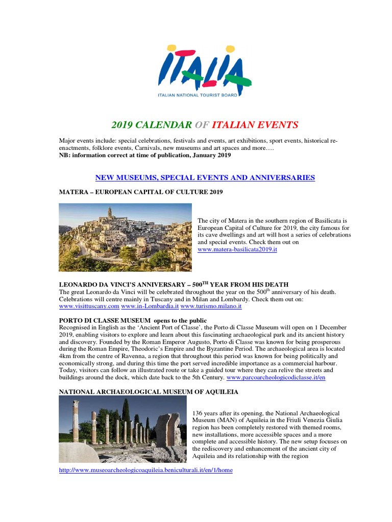 2019 Calendar of Events | Download Free PDF | Giacomo Puccini | Carnival