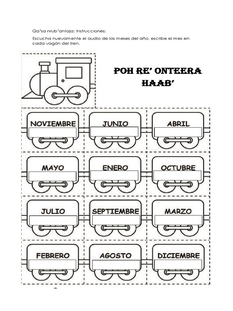 Hojas De Trabajo Sobre Los Meses Del Año Los Meses Del Ano Worksheet