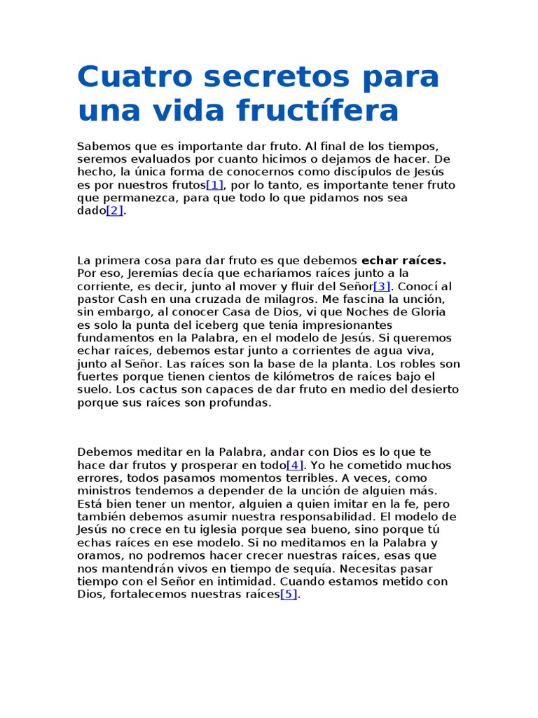 Cuatro Secretos para Una Vida Fructífera CASA DE DIOS | PDF | Dios | Jesús