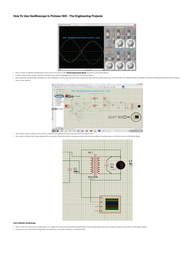 How To Use Oscilloscope in Proteus ISIS - The Engineering Projects | PDF How To Use Oscilloscope in Proteus ISIS - The Engineering Projects | PDF