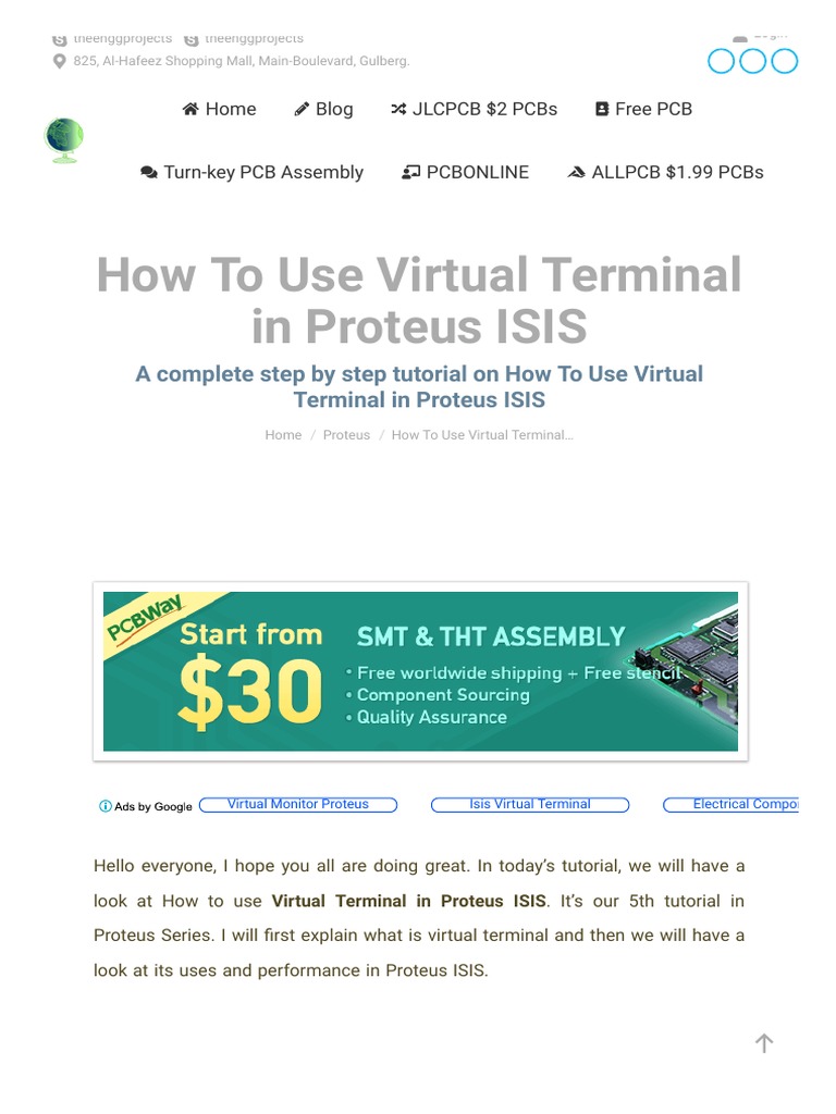 How To Use Virtual Terminal in Proteus ISIS - The Engineering Projects ...