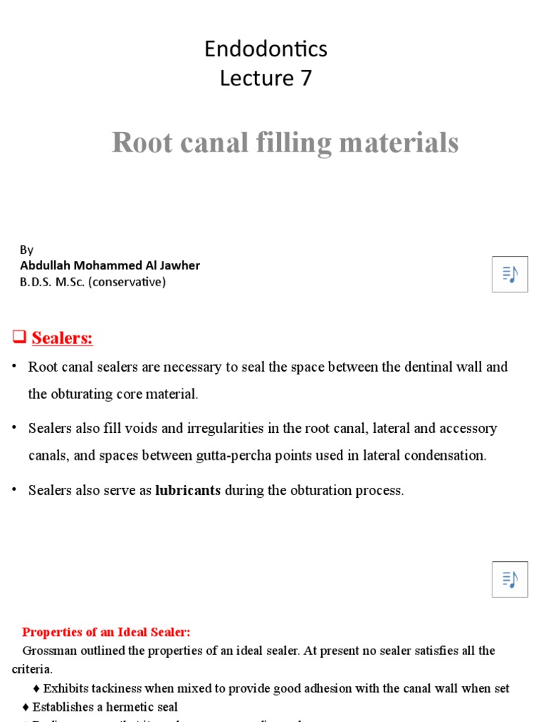 Root Canal Filling Materials: Endodontics | PDF | Materials | Chemistry