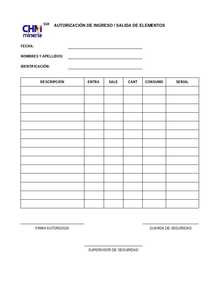 Hoja De Registro De Salida De La Sala De Herramientas La Audiencia