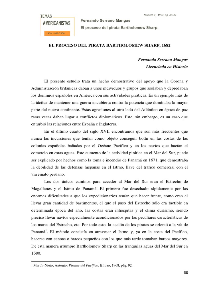 Bartholomew Sharp PDF | PDF | Piratería | Imperio español