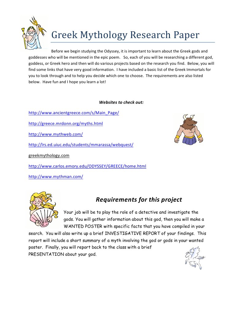Greek Mythology Research Paper | PDF
