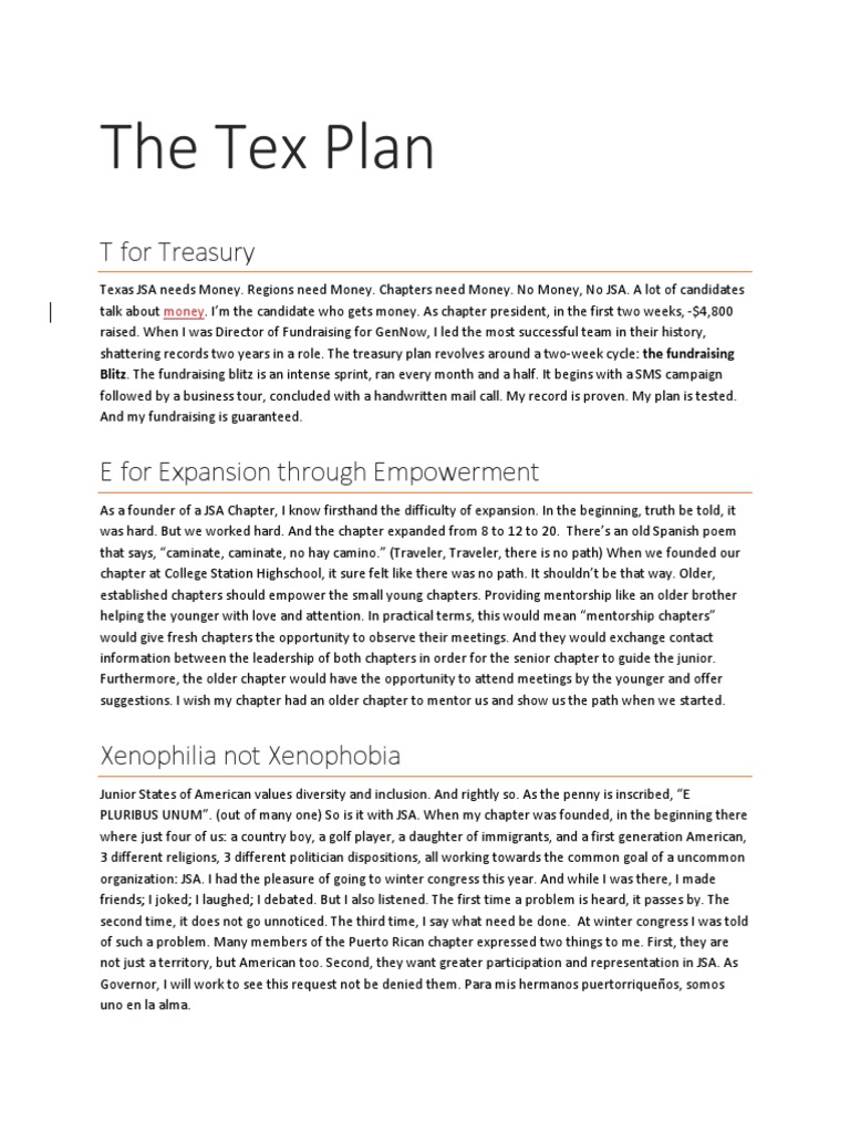 The 3pt Tex Plan 1 | PDF | Politics | Social Science
