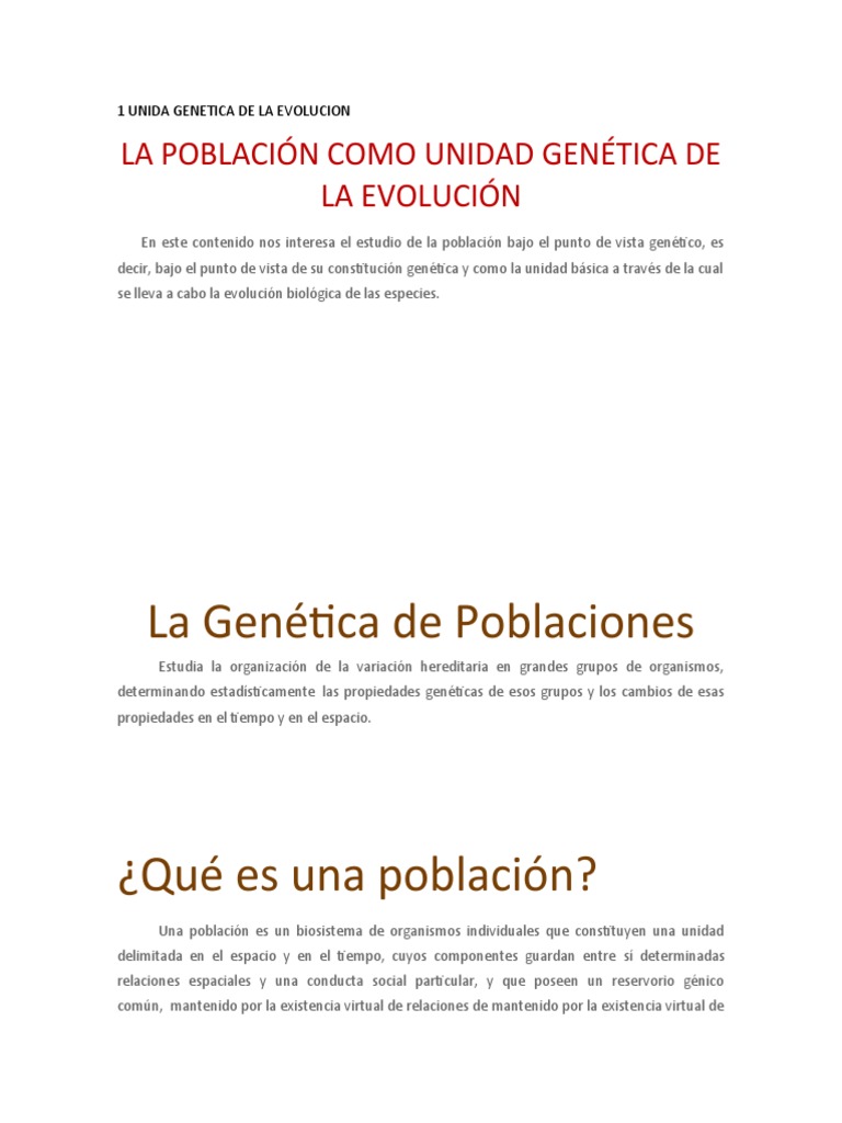 La Población Como Unidad Genética de La Evolución | PDF | Recombinación ...