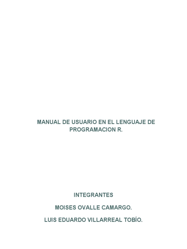 Manual Del Usuario Lenguaje Rstudio | PDF | Lenguaje de programación ...