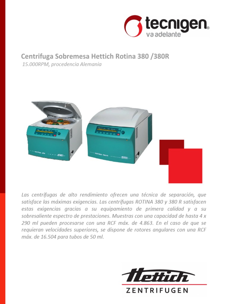 1701-1706 HETTICH CentrÃ - Fuga Rotina 380-380R | PDF | Centrífugo | Fuerza
