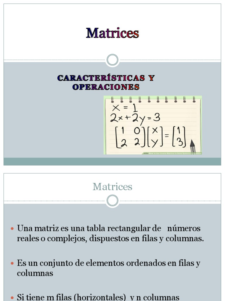 Características y Operaciones de Matrices | PDF | Matriz (Matemáticas ...