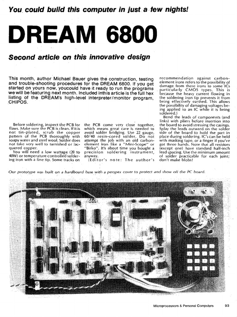 DREAM 6800: Our Prototype Was Built On A Hardboard Base With A Perspex ...
