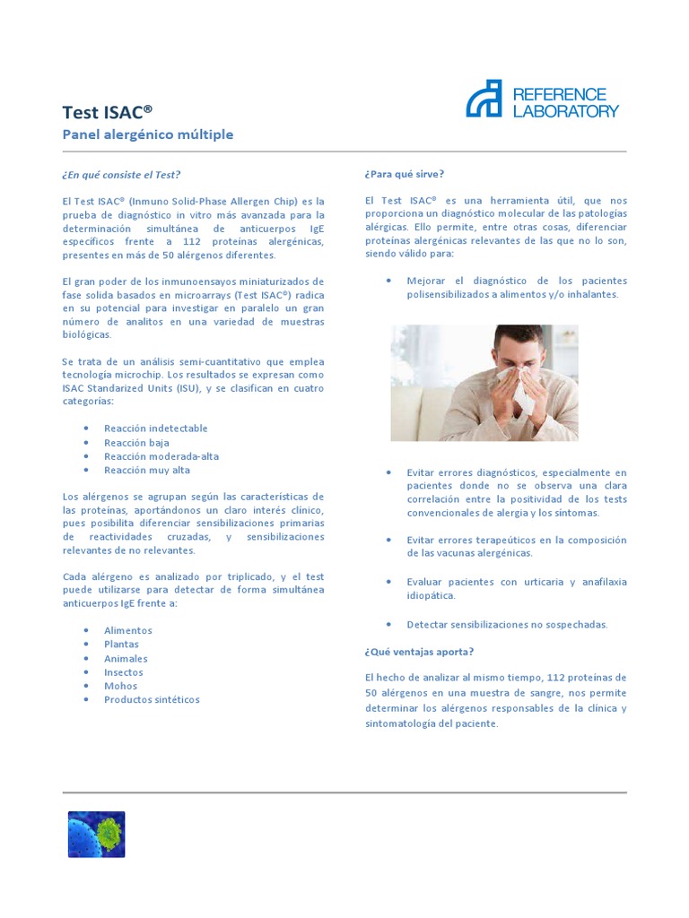 Test ISAC®: Panel Alergénico Múltiple | PDF | Rtt | Inmunología