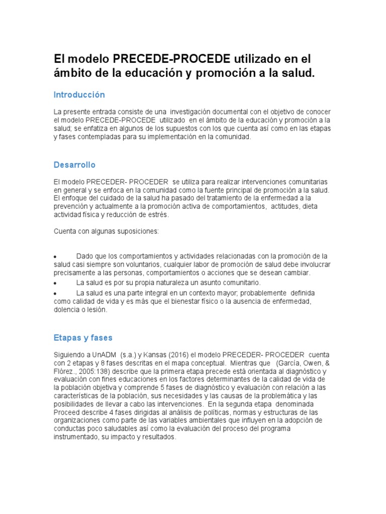 El Modelo PRECEDE | PDF | Comportamiento | Análisis de políticas