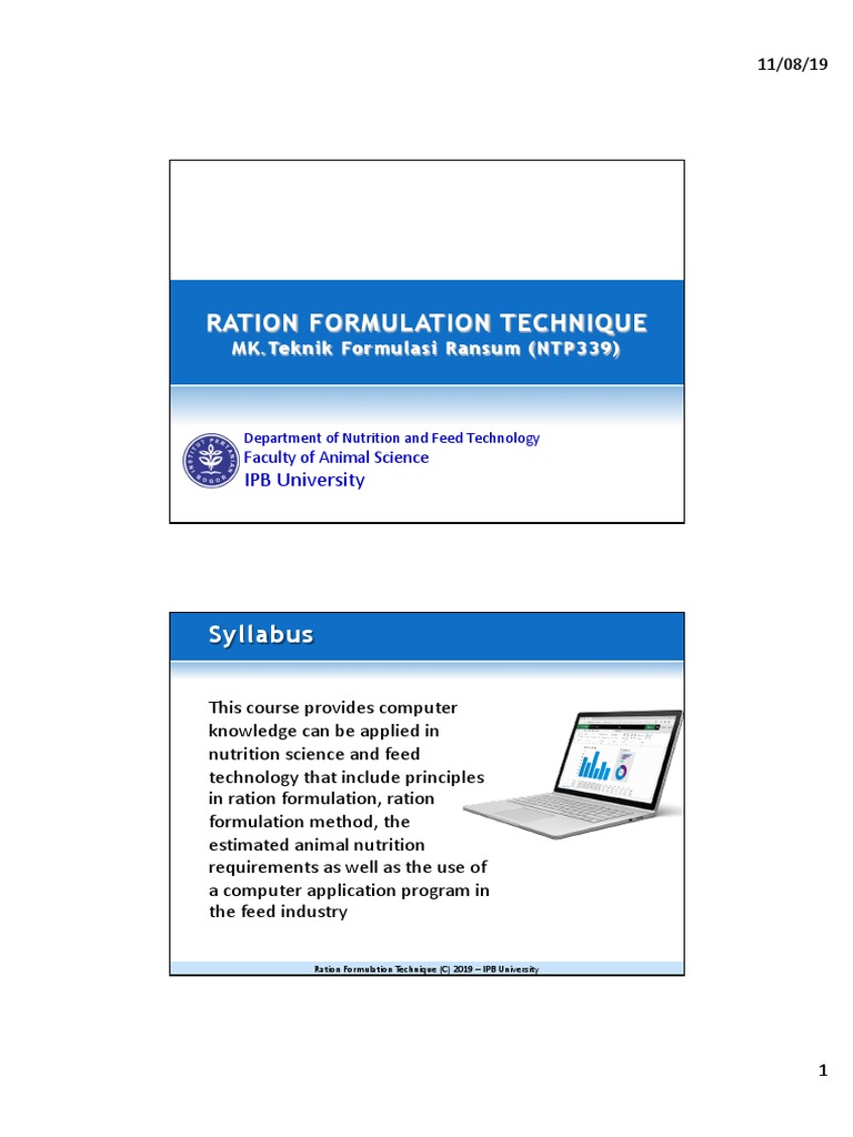 01 Feed Formulation Technique | PDF | Dairy Cattle | Cattle