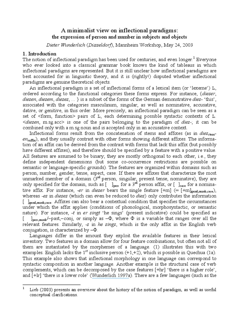 Linguistic Inflectional Paradigms | PDF | Grammatical Gender | Morphology (Linguistics)
