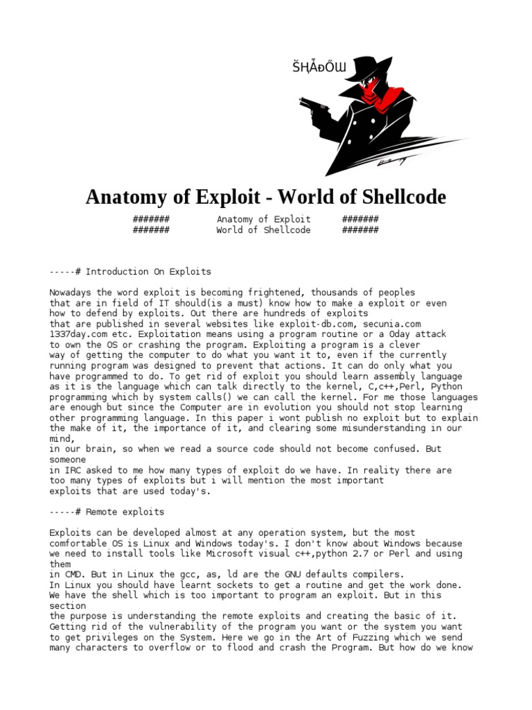 Anatomy Of Exploit World Of Shellcode Unduh Gratis Pdf Computer Architecture Computing