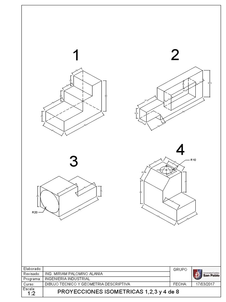 8 Fig - Isometricas 1 de 2 | PDF | Dibujo técnico | Dibujo
