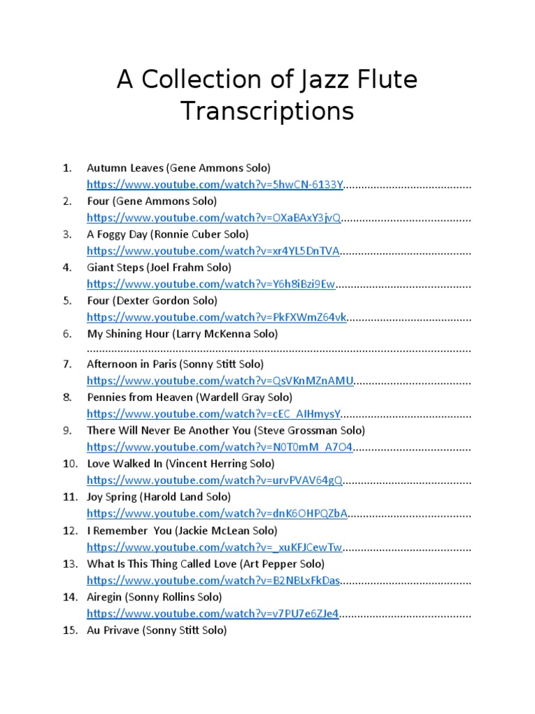 A Collection of Jazz Flute Transcriptions | PDF | African American ...