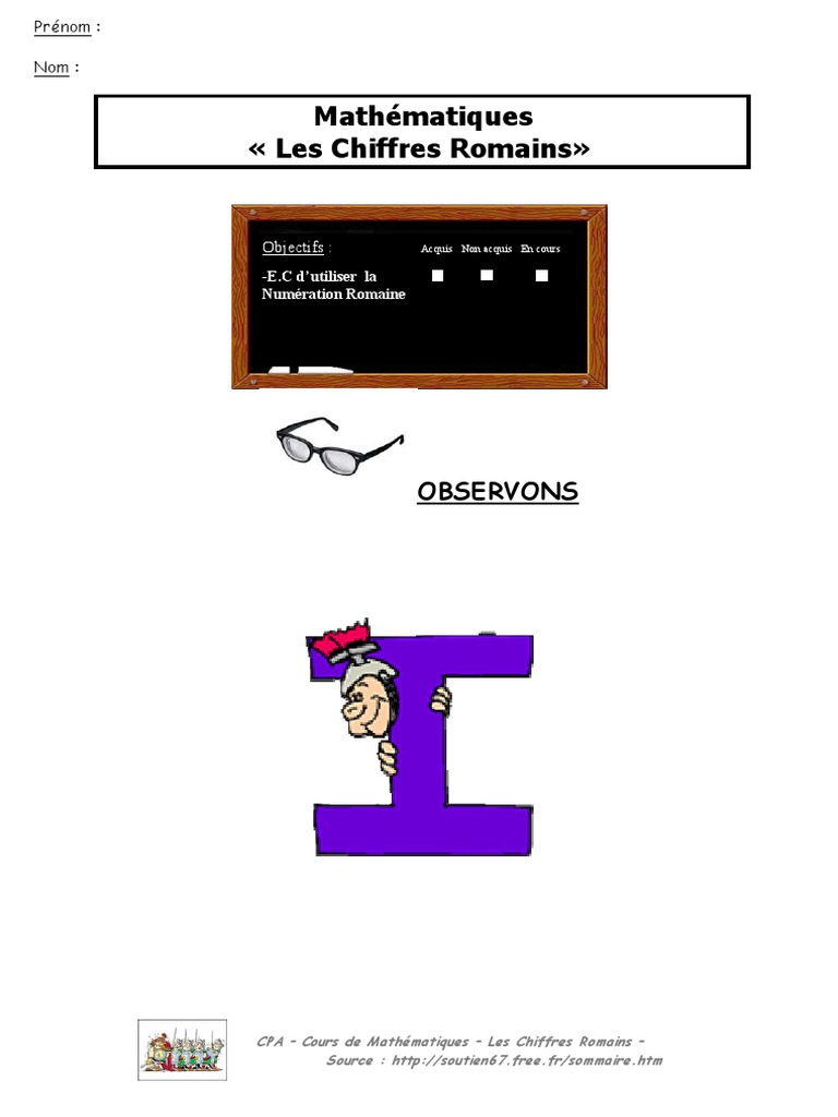 Chiffres Romains : Guide CE2 | PDF | Alphabet latin | Infographiques