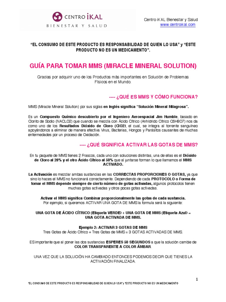 Guía para Tomar MMS (Miracle Mineral Solution) | PDF | Agua | Medicina