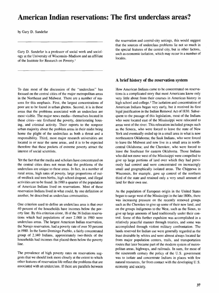 American Indian Reservations: The First Underclass Areas?: Brief ...